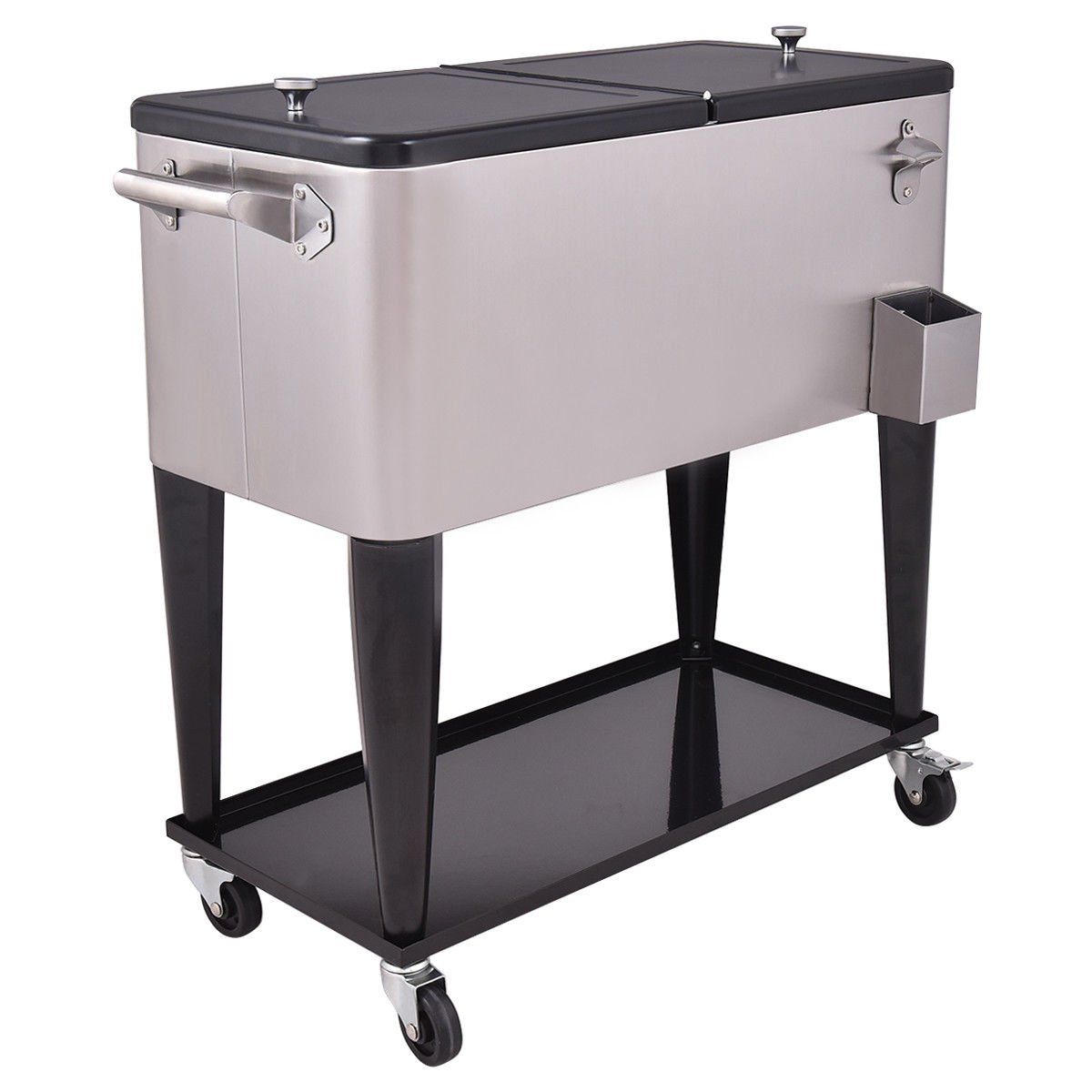 80 Quart Patio Rolling Stainless Steel Ice Beverage Cooler – Wilsons ...