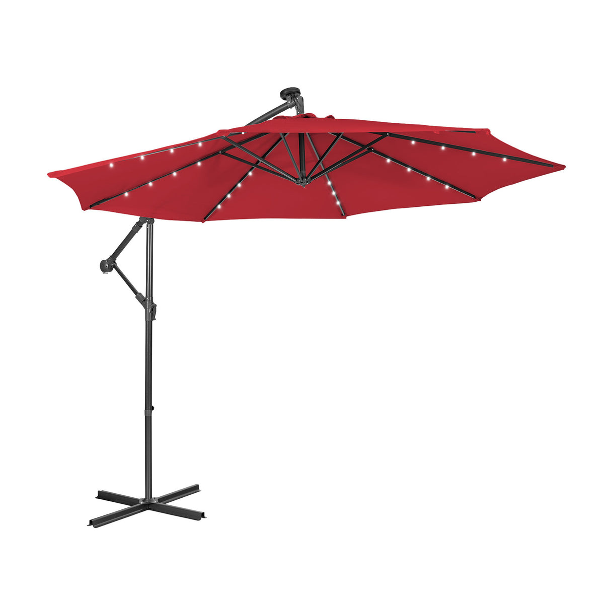 10 Feet Patio Solar Powered Cantilever Umbrella with Tilting System-Wi ...