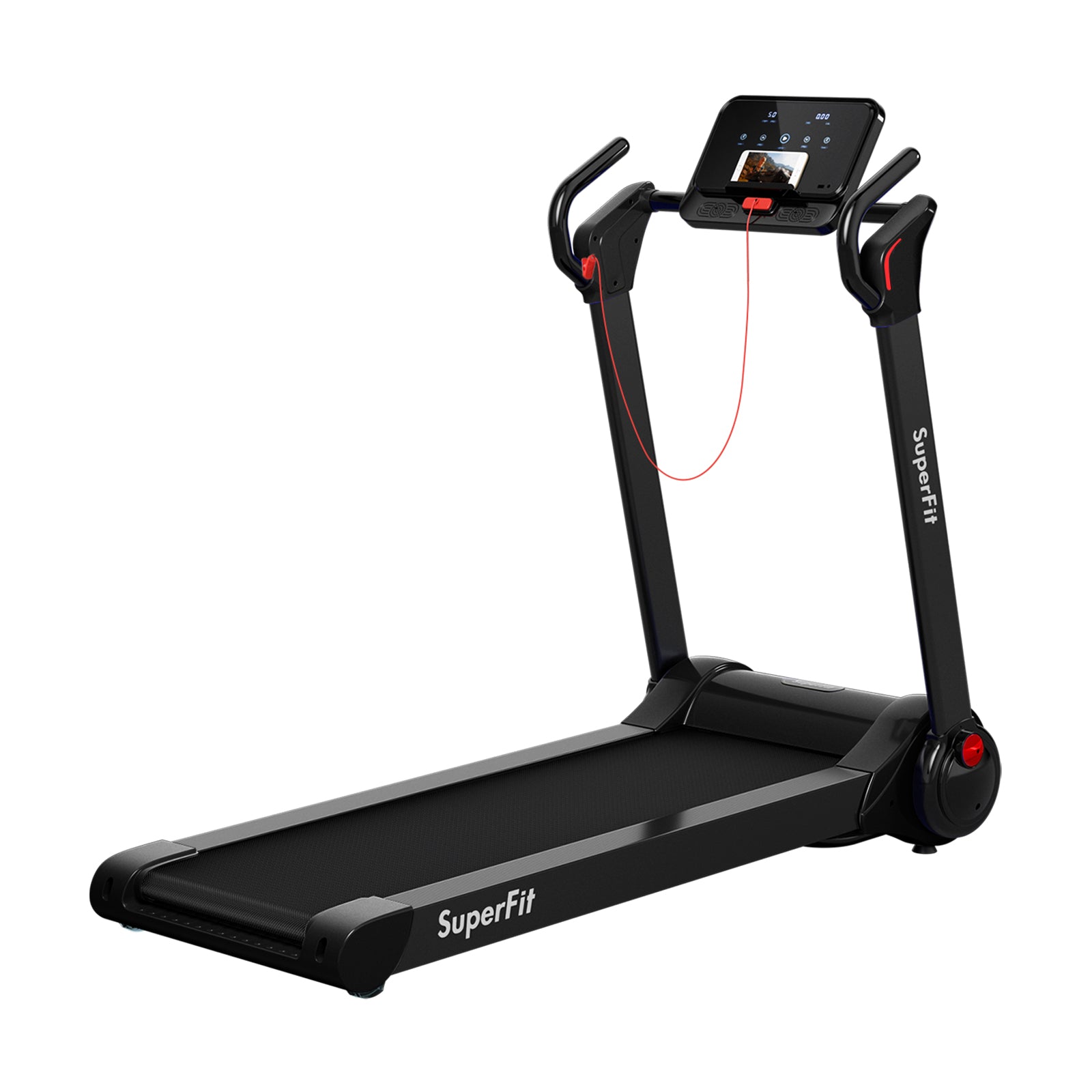 2.25 HP Motorized Folding Treadmill Machine with LED Display-Black (Ma ...