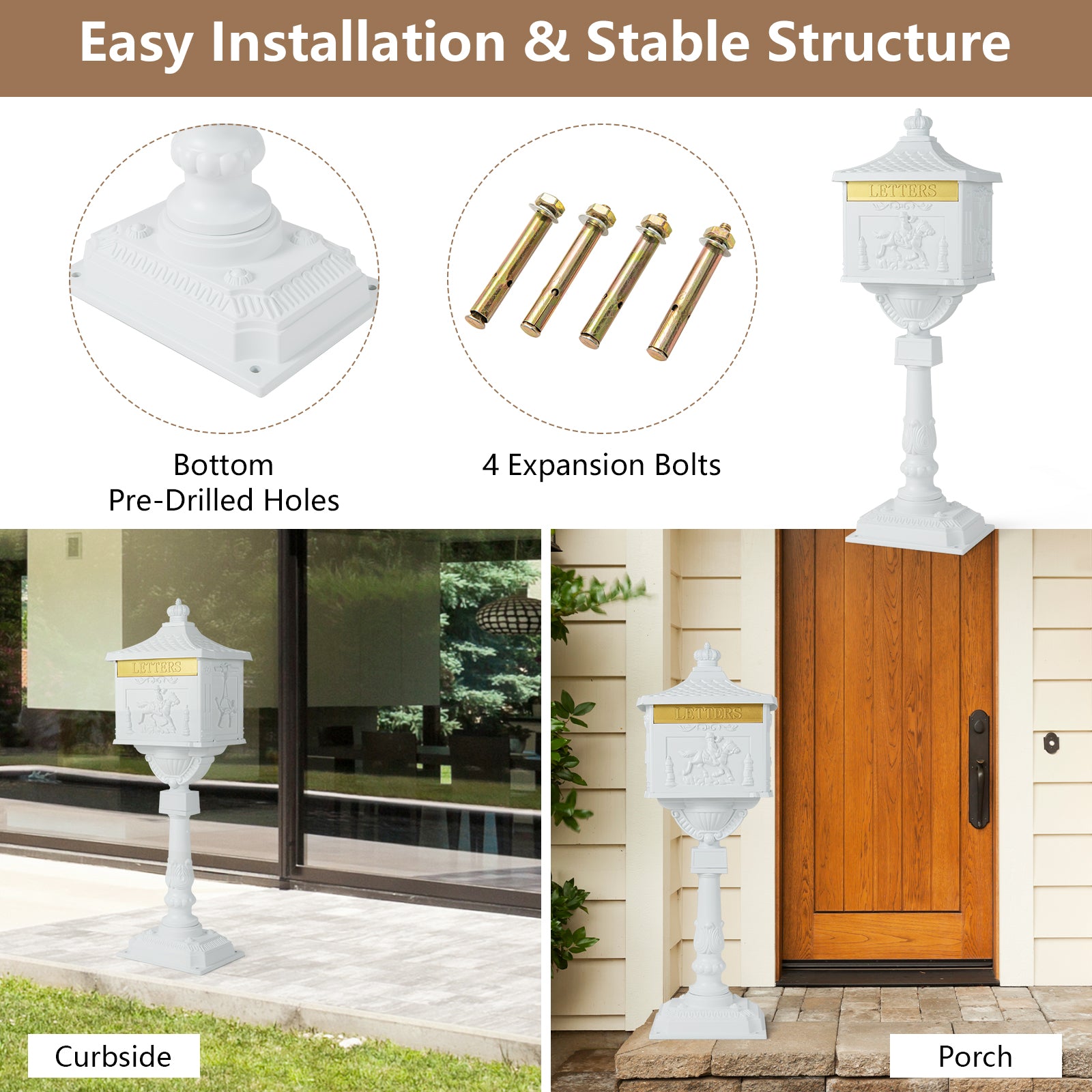 Retro Cast Aluminum Mailbox Security Postal Letter Box with Baffle Doo ...