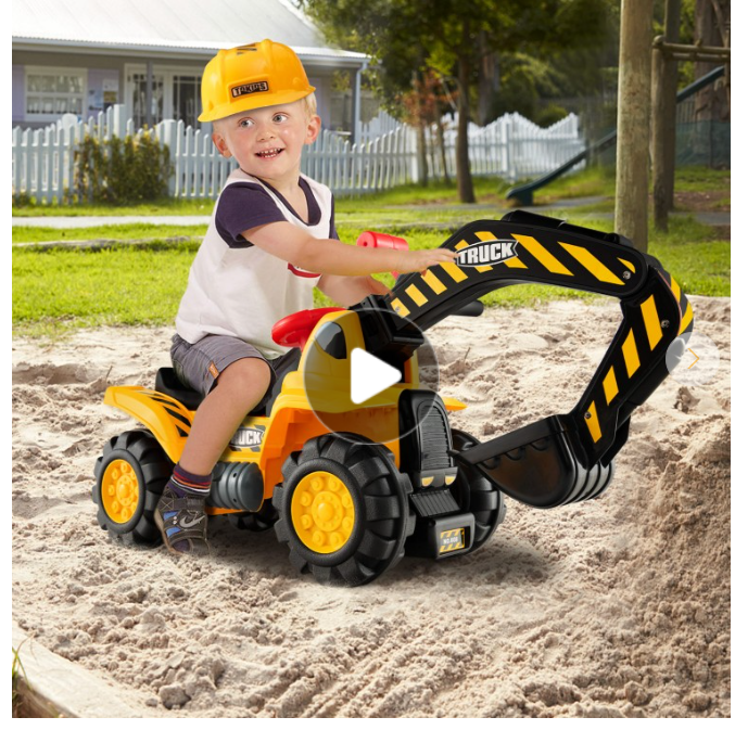 Ride on Push Car Bulldozer Digger Toy with Safety Helmet and Working S ...