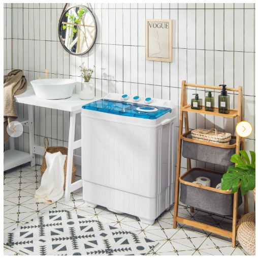 26lbs Portable Semi-Automatic Twin Tub Washing Machine with Drain Pump ...