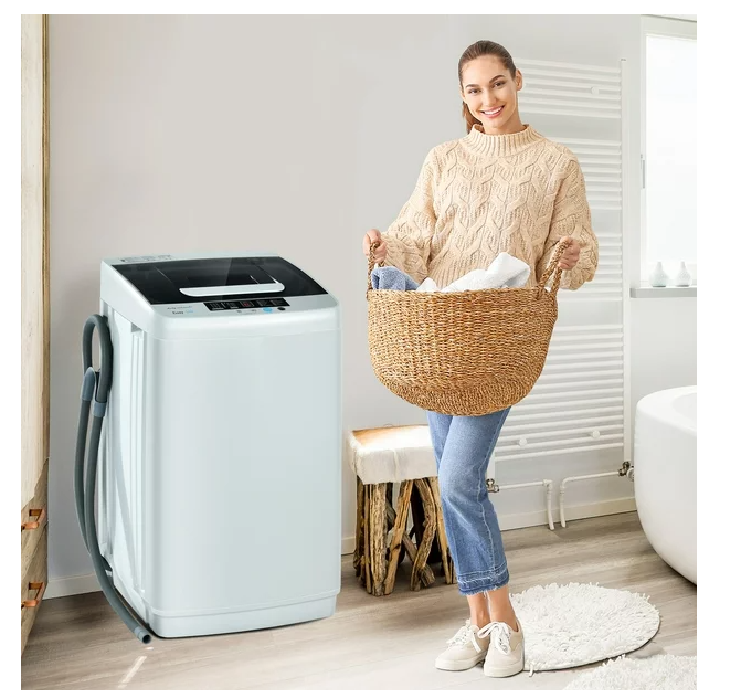 Portable Full-Automatic Laundry Washing Machine 8.8lbs Spin Washer & A ...