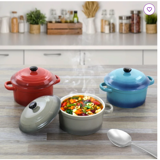 Crock-pot Pembury 9.6 oz Stoneware Round Casserole with Lids (Set of 3 ...