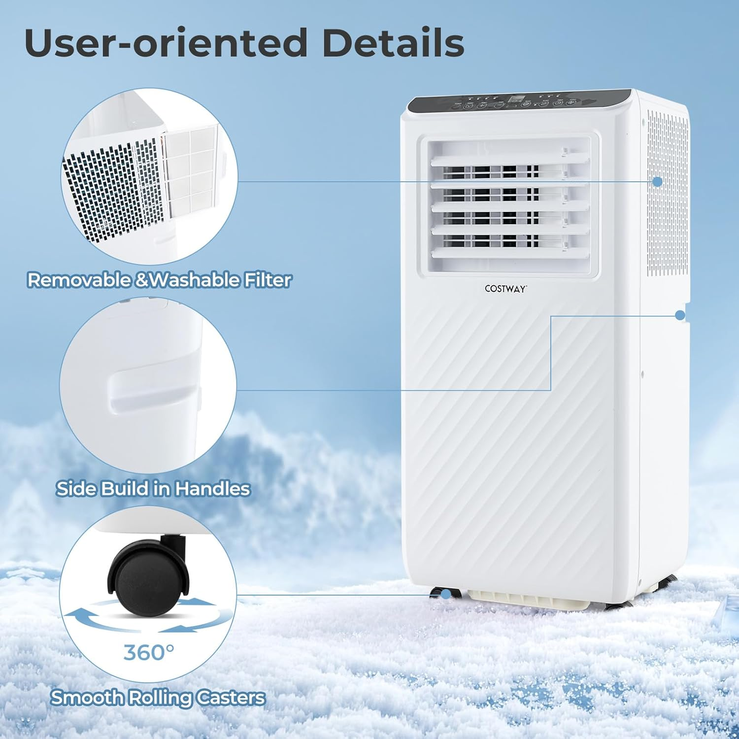 8000 BTU Portable Air Conditioner 3 in 1 Floor AC Unit with Fan and De ...
