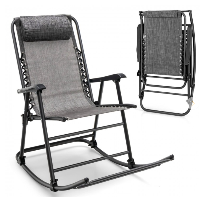 Metal Camping Outdoor Rocking Chair Folding Rocker Footrest Lightweigh ...