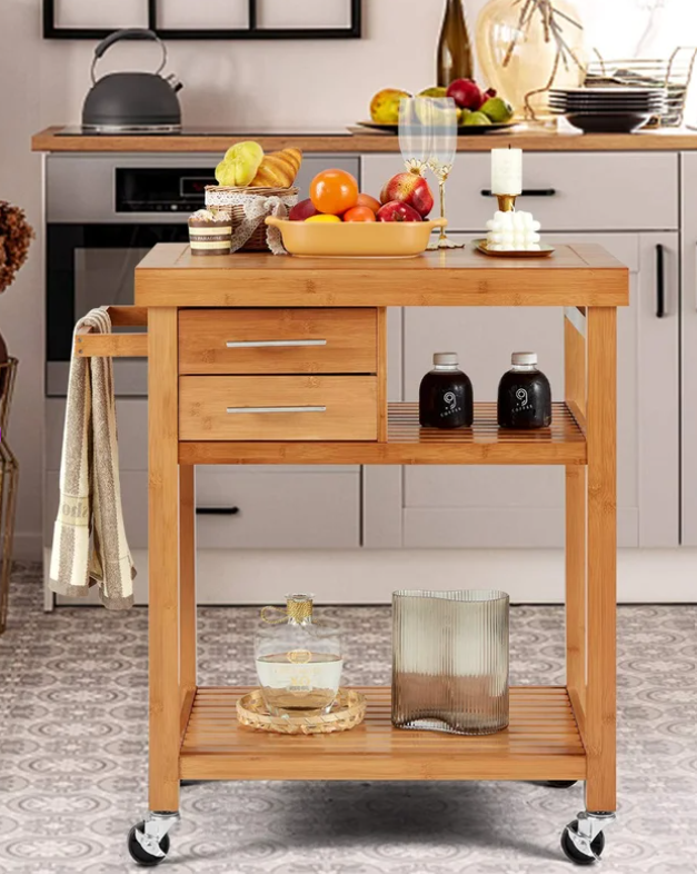 Lanette Bamboo Kitchen Island, fully assembled – Wilsons Home Store
