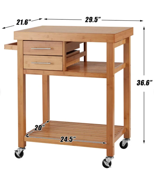 Lanette Bamboo Kitchen Island, fully assembled – Wilsons Home Store
