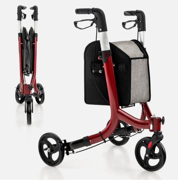 NO TAX, 3 Wheel Folding Rollator Aluminum Mobility Walker Adjustable H ...