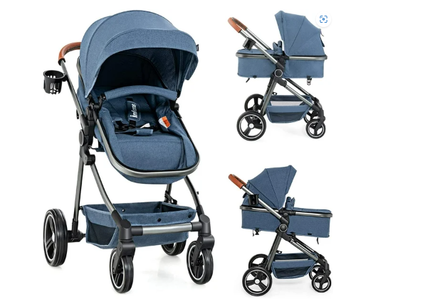 2 in 1 High Landscape Convertible Baby Stroller, Newborn Reversible Ba ...