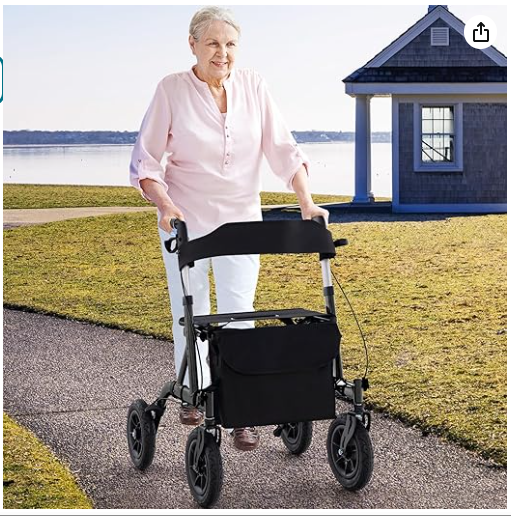 NO TAX, Height Adjustable Rollator Walker Foldable Rolling Walker with ...