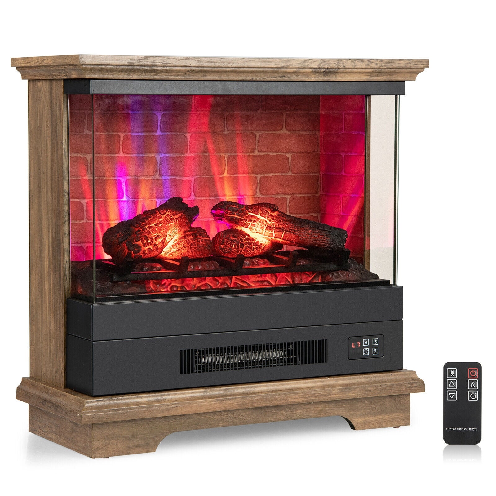 27 Inch Freestanding Fireplace with Remote Control-Brown – Wilsons Home ...
