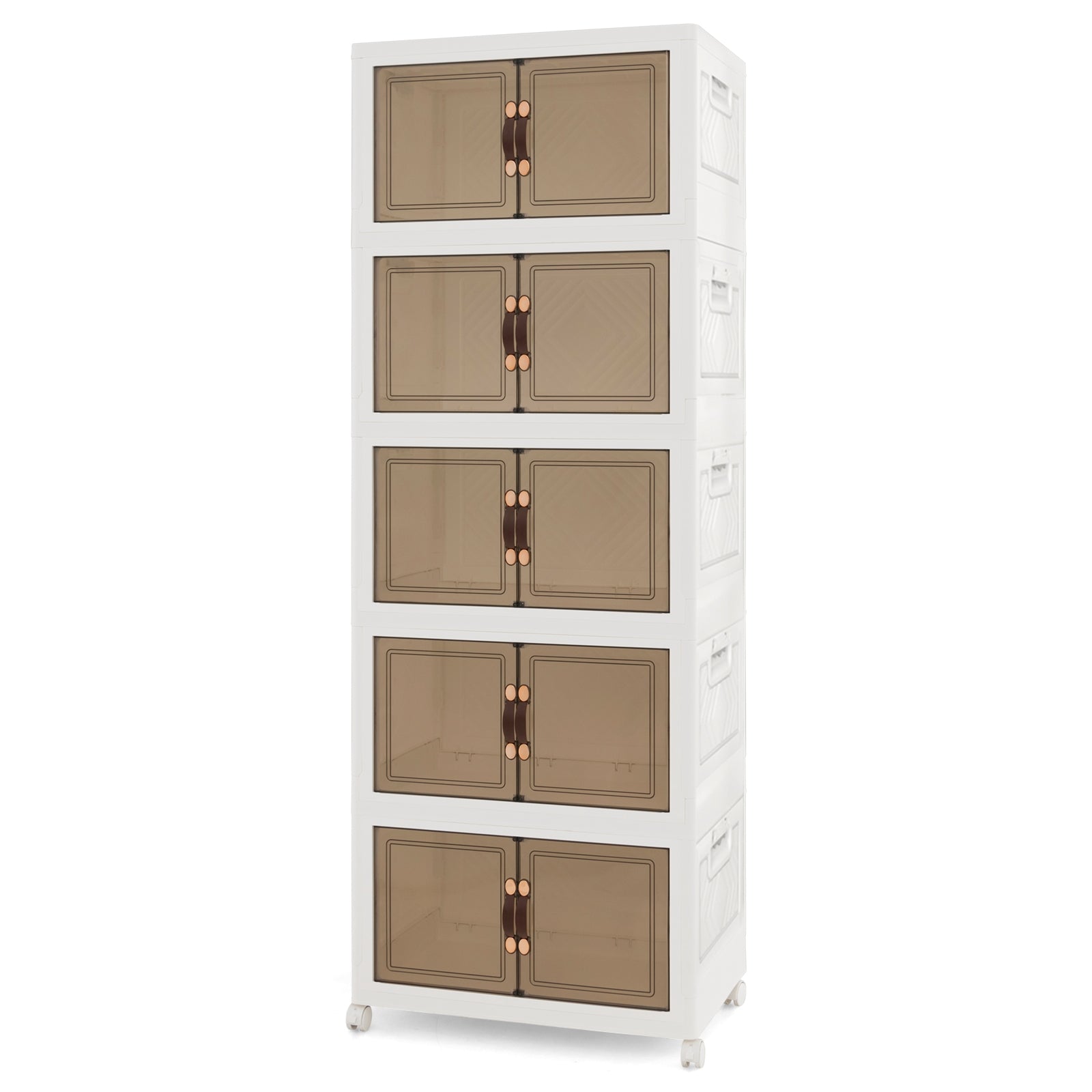 Stackable Storage Bins with Lockable Wheels-5 Pack, Fully Assembled ...