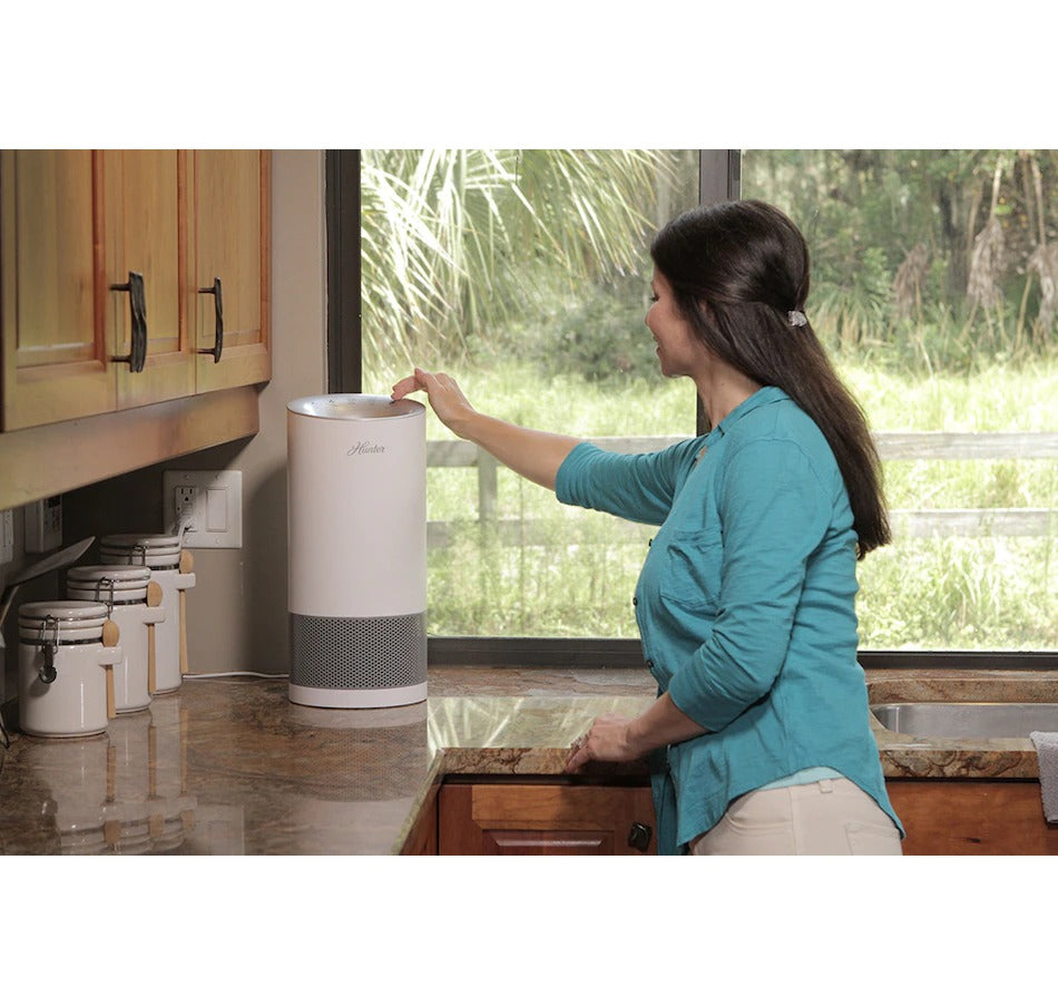 Hunter Cylindrical Tower Air Purifier - WHITE/SILVER – Wilsons Home Store