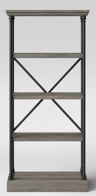 Cast Iron Bookcase, Black frame, light brown shelves – Wilsons Home Store